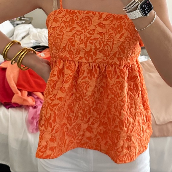 THML | Tops | Orange Floral Top | Poshmark